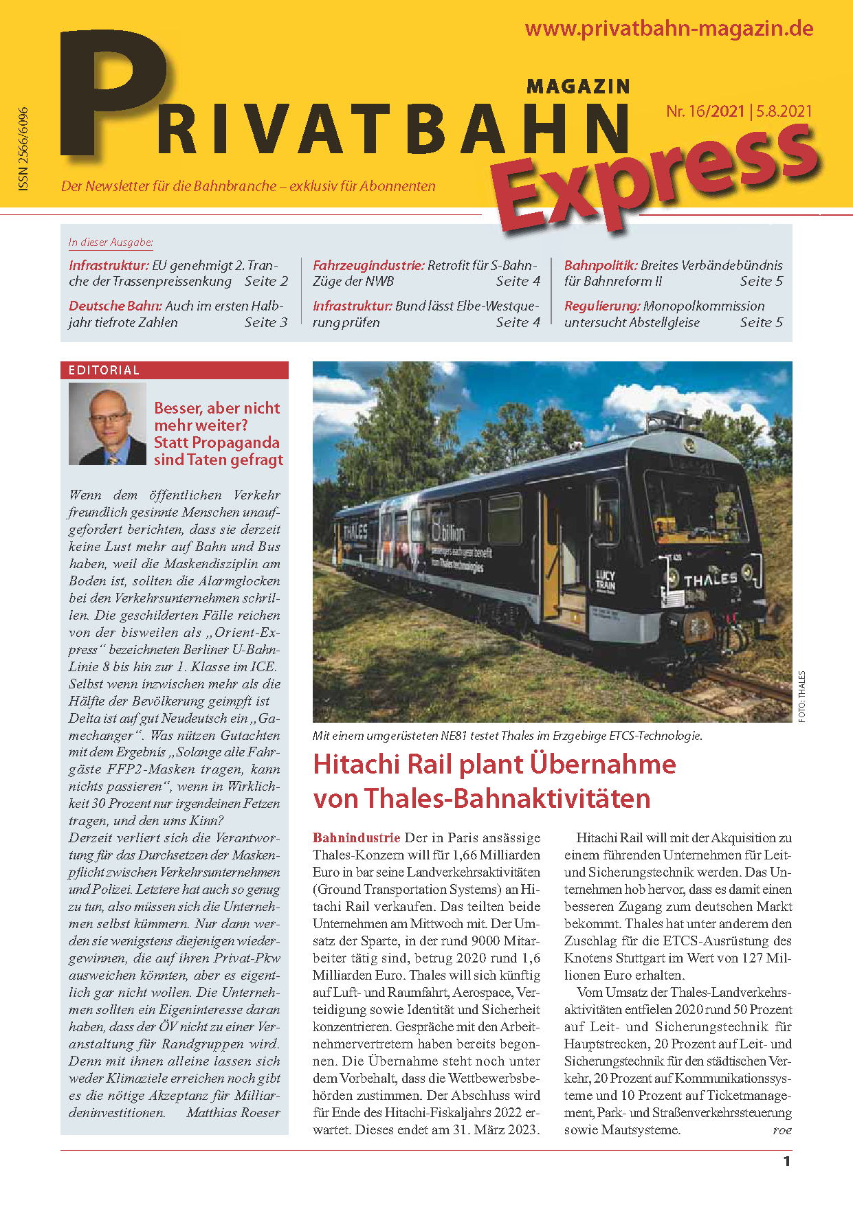 PriMa Express 16/2021 - Privatbahn Magazin